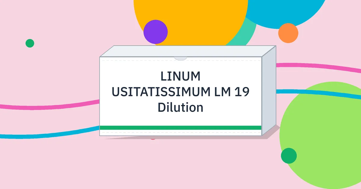 Symbolbild: Packung mit der Aufschrift LINUM USITATISSIMUM LM 19 Dilution (PZN 13530656) – Verfügbarkeit und Bezug in Apotheken in Frankfurt am Main