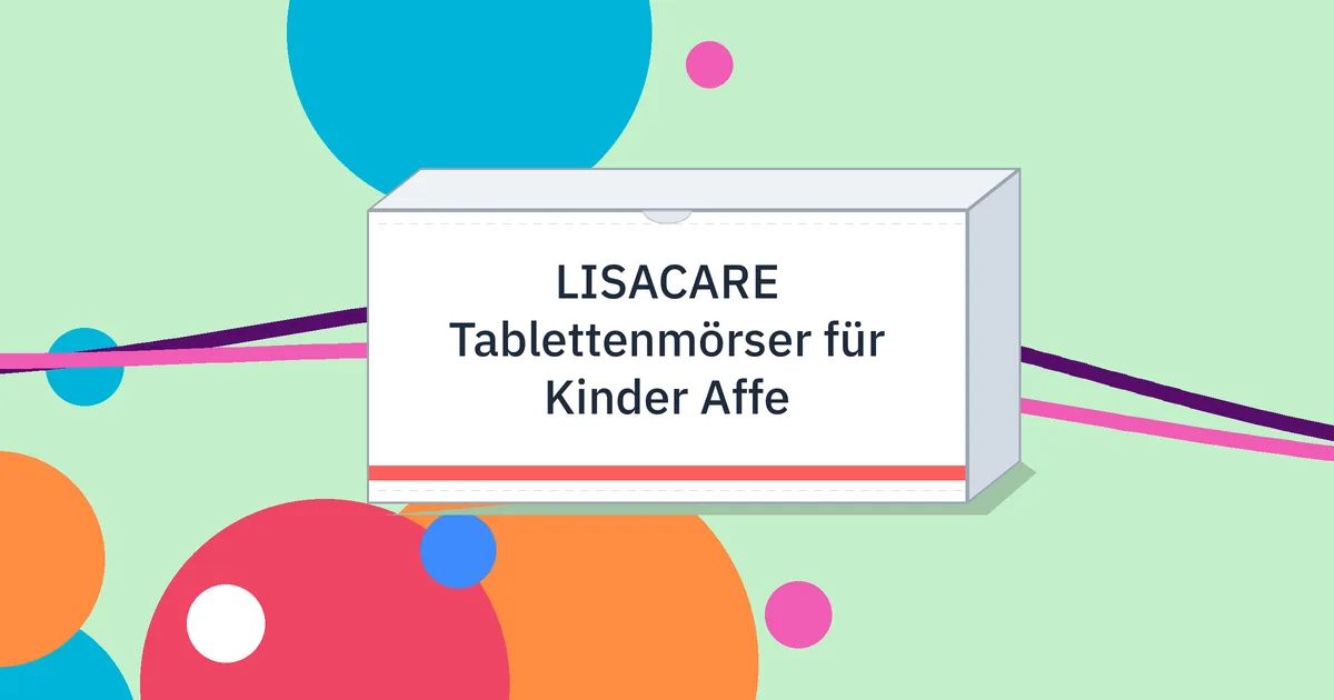 Symbolbild: Packung mit der Aufschrift LISACARE Tablettenmörser für Kinder Affe (PZN 19822012) – Verfügbarkeit und Bezug in Apotheken in Frankfurt am Main