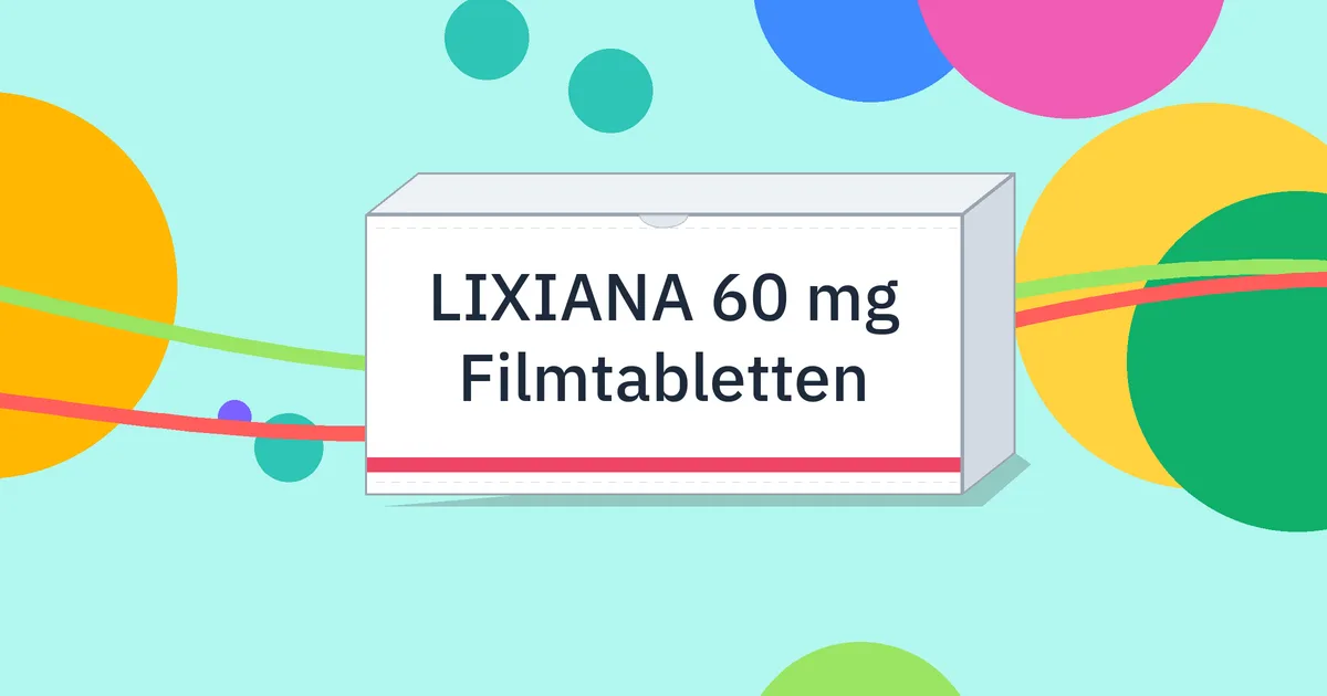 Symbolbild: Packung mit der Aufschrift LIXIANA 60 mg Filmtabletten (PZN 19518248) – Verfügbarkeit und Bezug in Apotheken in Frankfurt am Main