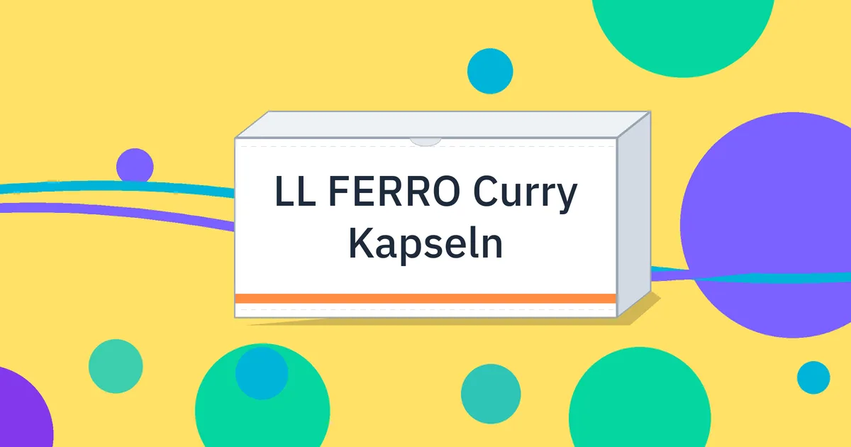 Symbolbild: Packung mit der Aufschrift LL FERRO Curry Kapseln (PZN 19794474) – Verfügbarkeit und Bezug in Apotheken in Frankfurt am Main