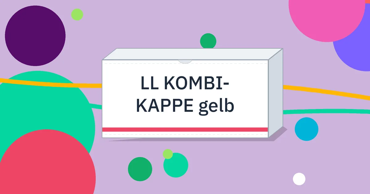 Symbolbild: Packung mit der Aufschrift LL KOMBI-KAPPE gelb (PZN 06143249) – Verfügbarkeit und Bezug in Apotheken in Frankfurt am Main