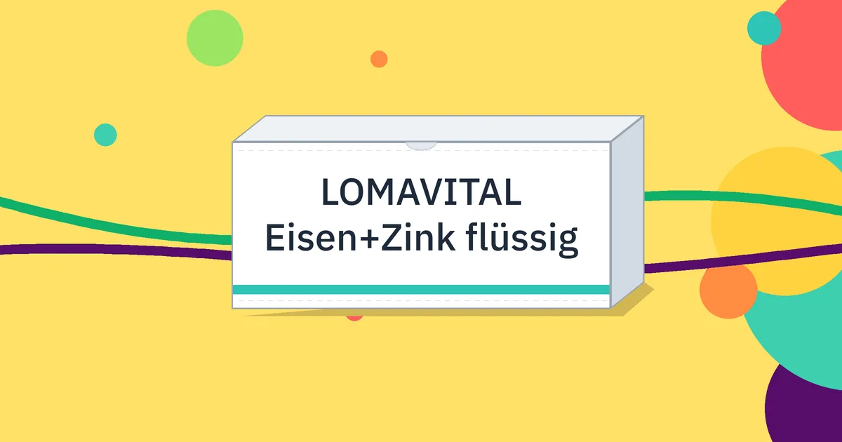 Symbolbild: Packung mit der Aufschrift LOMAVITAL Eisen+Zink flüssig (PZN 04439796) – Verfügbarkeit und Bezug in Apotheken in Frankfurt am Main