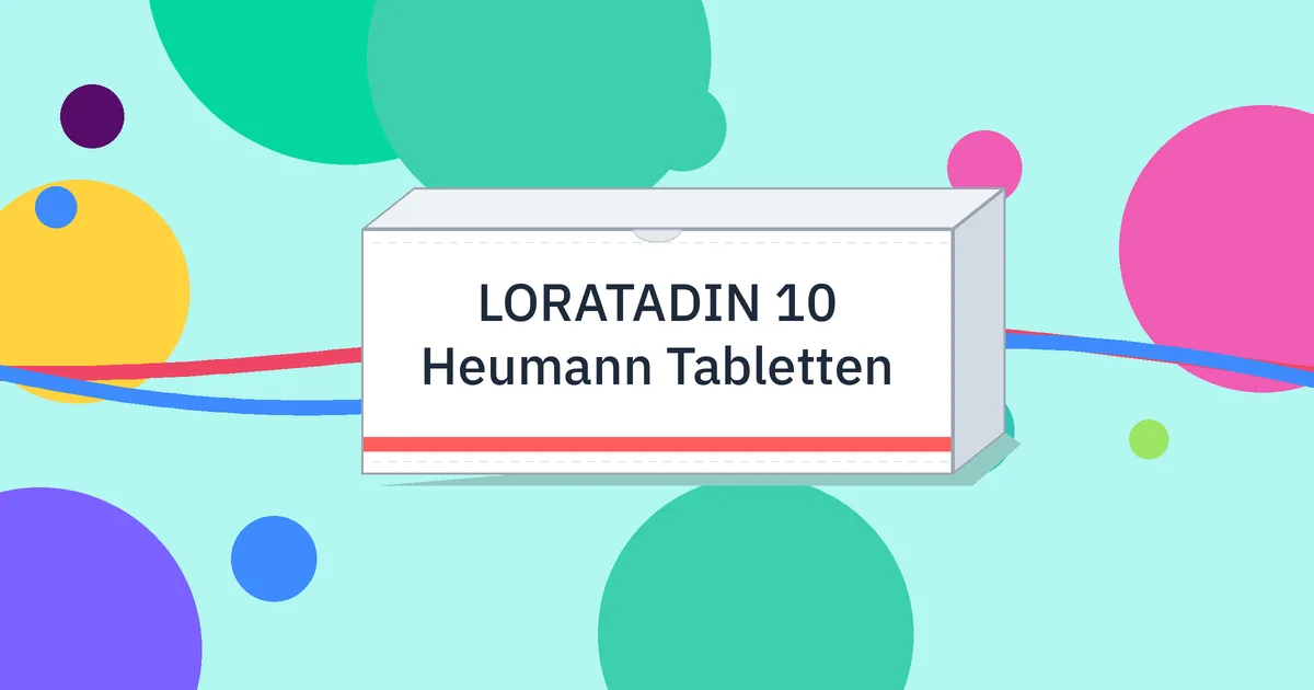 Symbolbild: Packung mit der Aufschrift LORATADIN 10 Heumann Tabletten (PZN 01476667) – Verfügbarkeit und Bezug in Apotheken in Frankfurt am Main