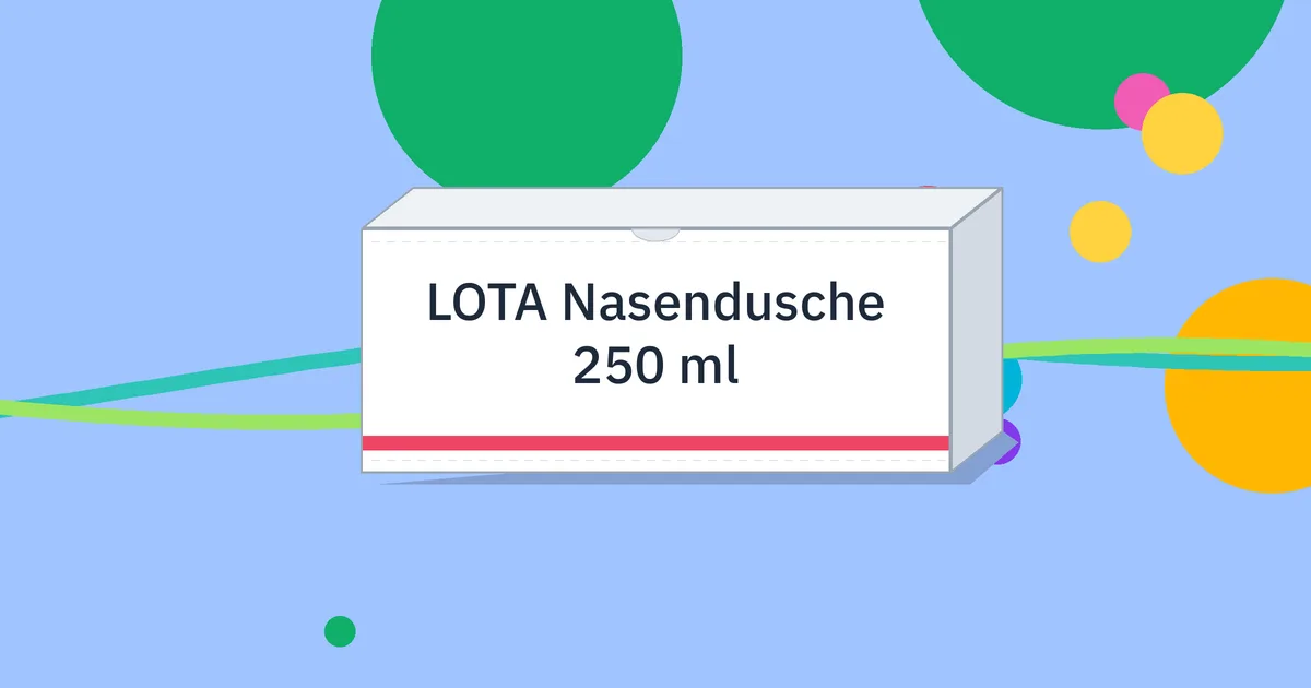 Symbolbild: Packung mit der Aufschrift LOTA Nasendusche 250 ml (PZN 02805498) – Verfügbarkeit und Bezug in Apotheken in Frankfurt am Main