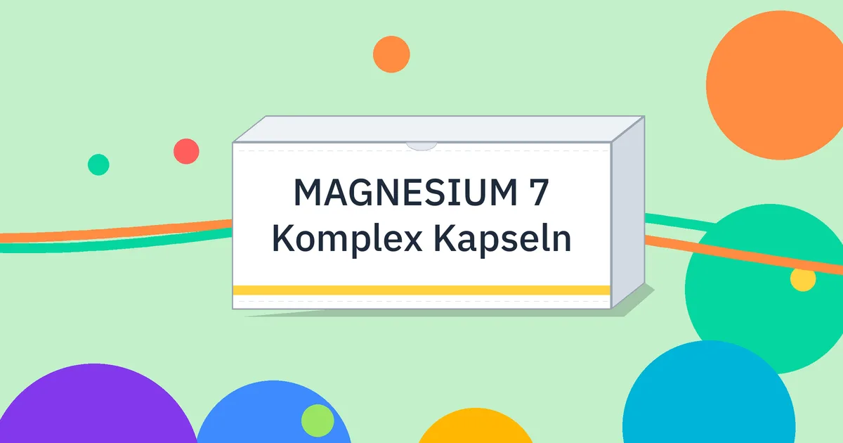 Symbolbild: Packung mit der Aufschrift MAGNESIUM 7 Komplex Kapseln (PZN 20340229) – Verfügbarkeit und Bezug in Apotheken in Frankfurt am Main