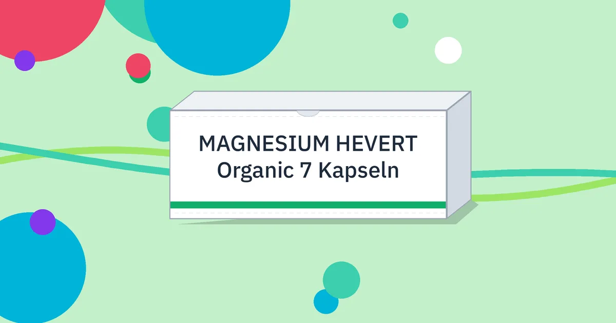 Symbolbild: Packung mit der Aufschrift MAGNESIUM HEVERT Organic 7 Kapseln (PZN 20049008) – Verfügbarkeit und Bezug in Apotheken in Frankfurt am Main