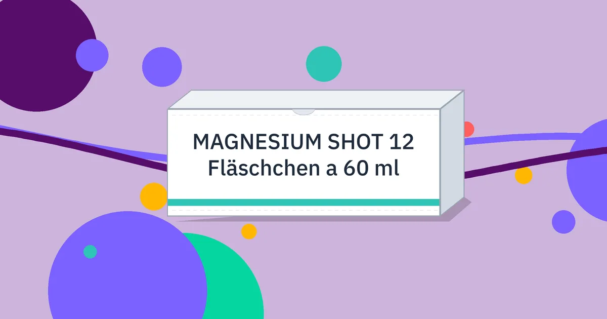 Symbolbild: Packung mit der Aufschrift MAGNESIUM SHOT 12 Fläschchen a 60 ml (PZN 11661756) – Verfügbarkeit und Bezug in Apotheken in Frankfurt am Main