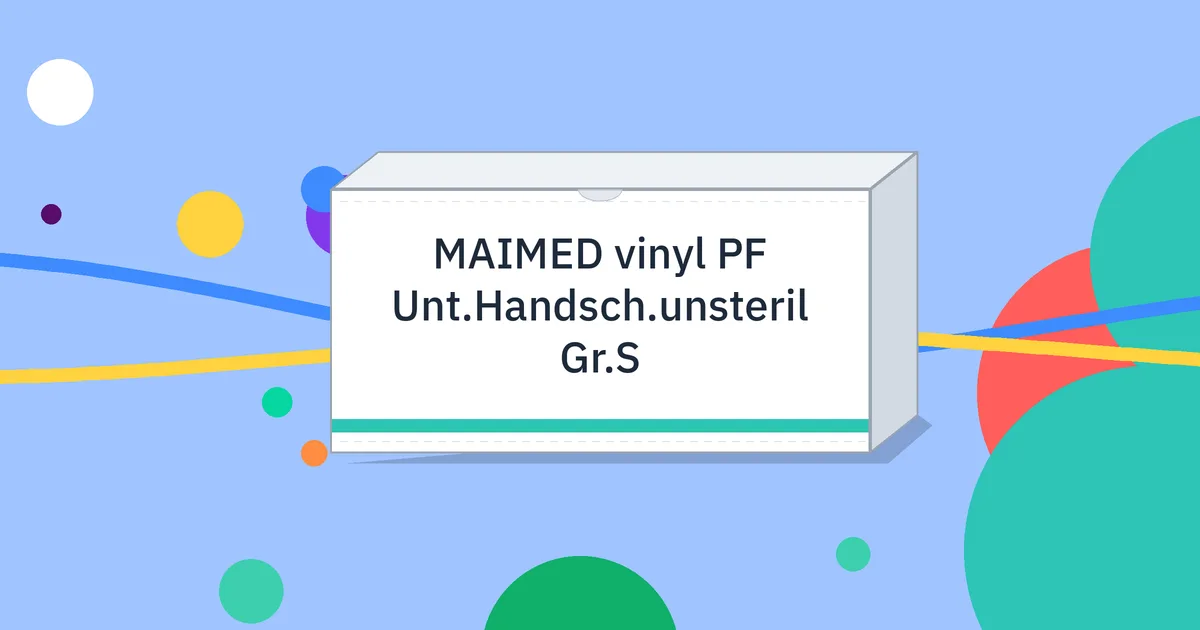 Symbolbild: Packung mit der Aufschrift MAIMED vinyl PF Unt.Handsch.unsteril Gr.S (PZN 00749212) – Verfügbarkeit und Bezug in Apotheken in Frankfurt am Main