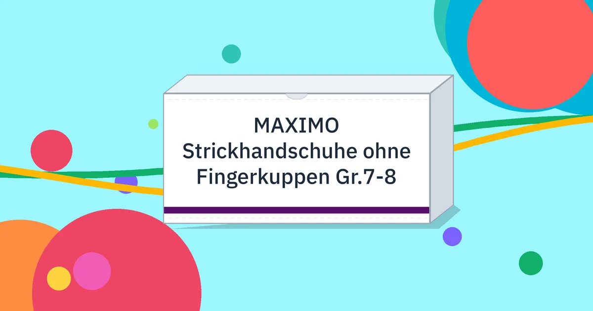 Symbolbild: Packung mit der Aufschrift MAXIMO Strickhandschuhe ohne Fingerkuppen Gr.7-8 (PZN 14321239) – Verfügbarkeit und Bezug in Apotheken in Frankfurt am Main