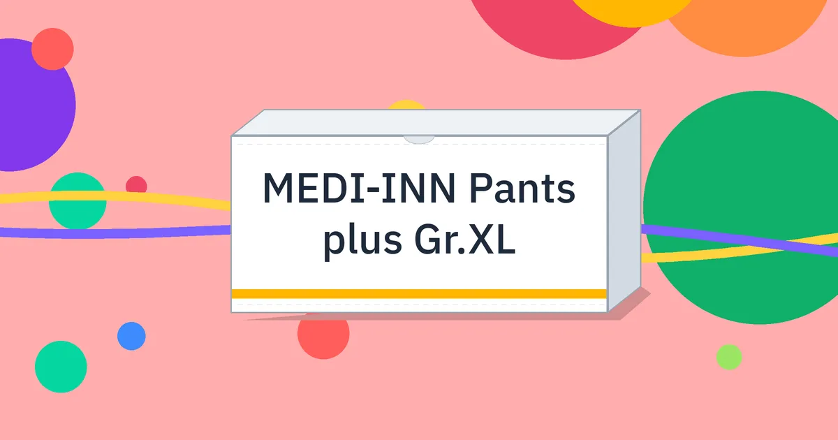 Symbolbild: Packung mit der Aufschrift MEDI-INN Pants plus Gr.XL (PZN 17412669) – Verfügbarkeit und Bezug in Apotheken in Frankfurt am Main