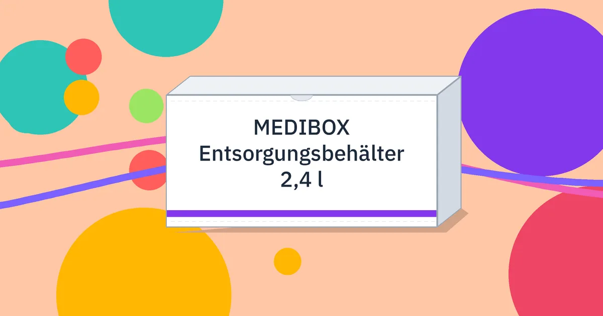 Symbolbild: Packung mit der Aufschrift MEDIBOX Entsorgungsbehälter 2,4 l (PZN 13847399) – Verfügbarkeit und Bezug in Apotheken in Frankfurt am Main