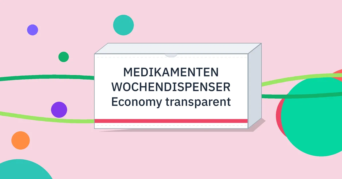 Symbolbild: Packung mit der Aufschrift MEDIKAMENTEN WOCHENDISPENSER Economy transparent (PZN 09254357) – Verfügbarkeit und Bezug in Apotheken in Frankfurt am Main