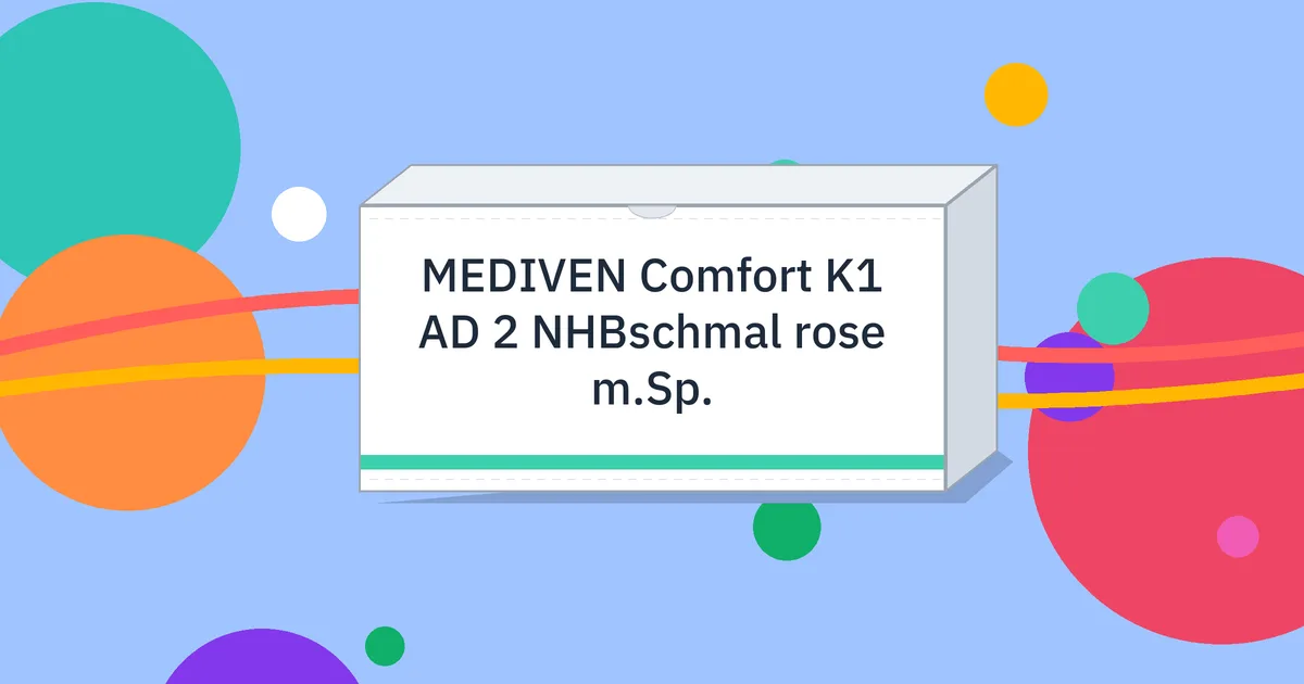 Symbolbild: Packung mit der Aufschrift MEDIVEN Comfort K1 AD 2 NHBschmal rose m.Sp. (PZN 14561469) – Verfügbarkeit und Bezug in Apotheken in Frankfurt am Main