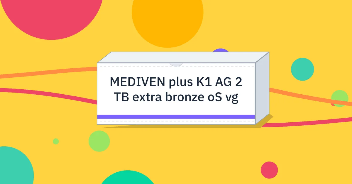 Symbolbild: Packung mit der Aufschrift MEDIVEN plus K1 AG 2 TB extra bronze oS vg (PZN 15063064) – Verfügbarkeit und Bezug in Apotheken in Frankfurt am Main
