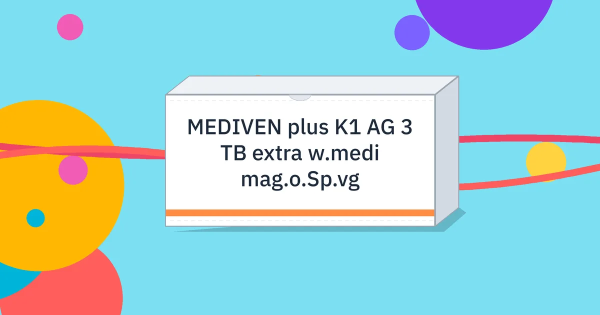 Symbolbild: Packung mit der Aufschrift MEDIVEN plus K1 AG 3 TB extra w.medi mag.o.Sp.vg (PZN 15066826) – Verfügbarkeit und Bezug in Apotheken in Frankfurt am Main