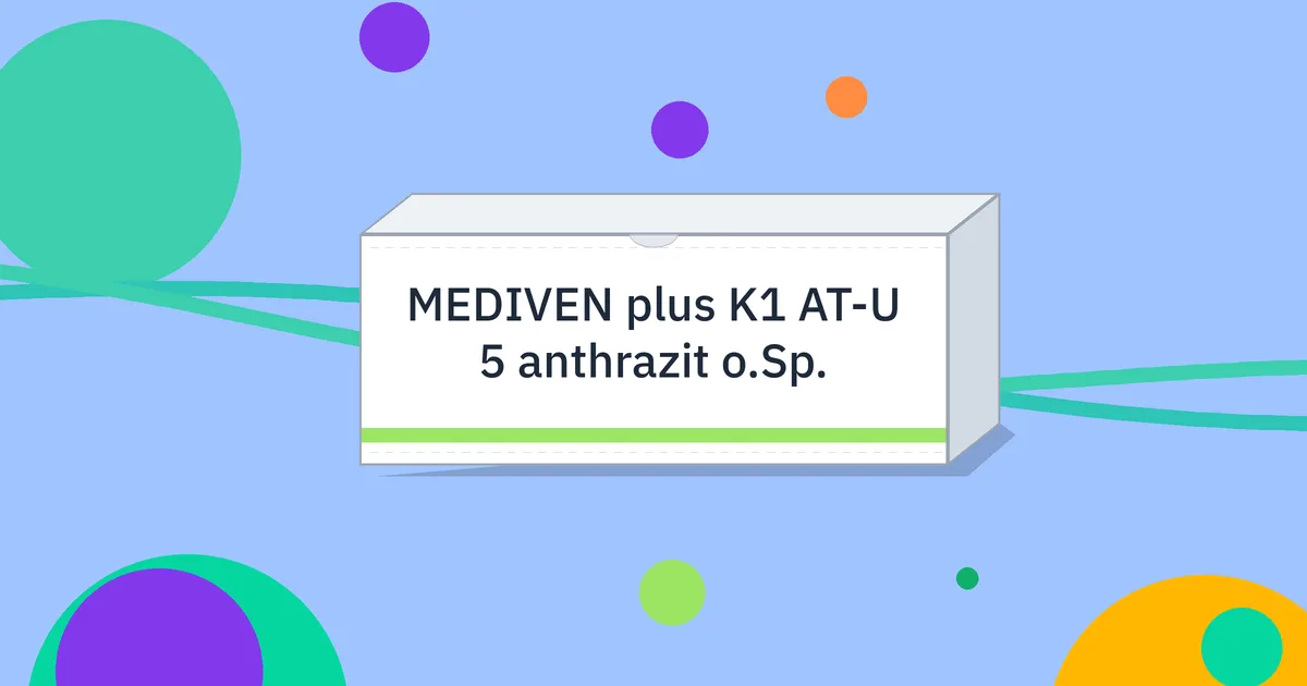 Symbolbild: Packung mit der Aufschrift MEDIVEN plus K1 AT-U 5 anthrazit o.Sp. (PZN 15030107) – Verfügbarkeit und Bezug in Apotheken in Frankfurt am Main