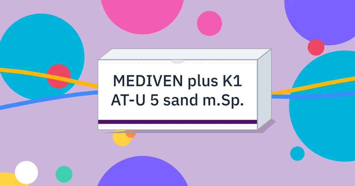 Symbolbild: Packung mit der Aufschrift MEDIVEN plus K1 AT-U 5 sand m.Sp. (PZN 18932477) – Verfügbarkeit und Bezug in Apotheken in Frankfurt am Main