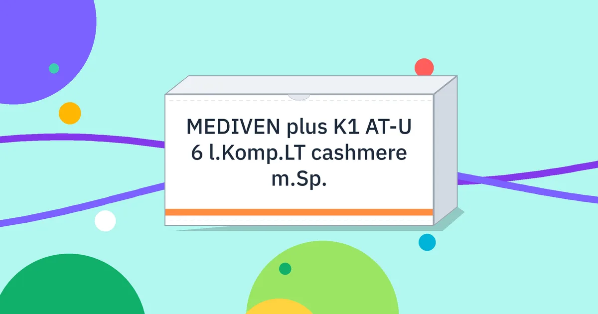 Symbolbild: Packung mit der Aufschrift MEDIVEN plus K1 AT-U 6 l.Komp.LT cashmere m.Sp. (PZN 15033057) – Verfügbarkeit und Bezug in Apotheken in Frankfurt am Main