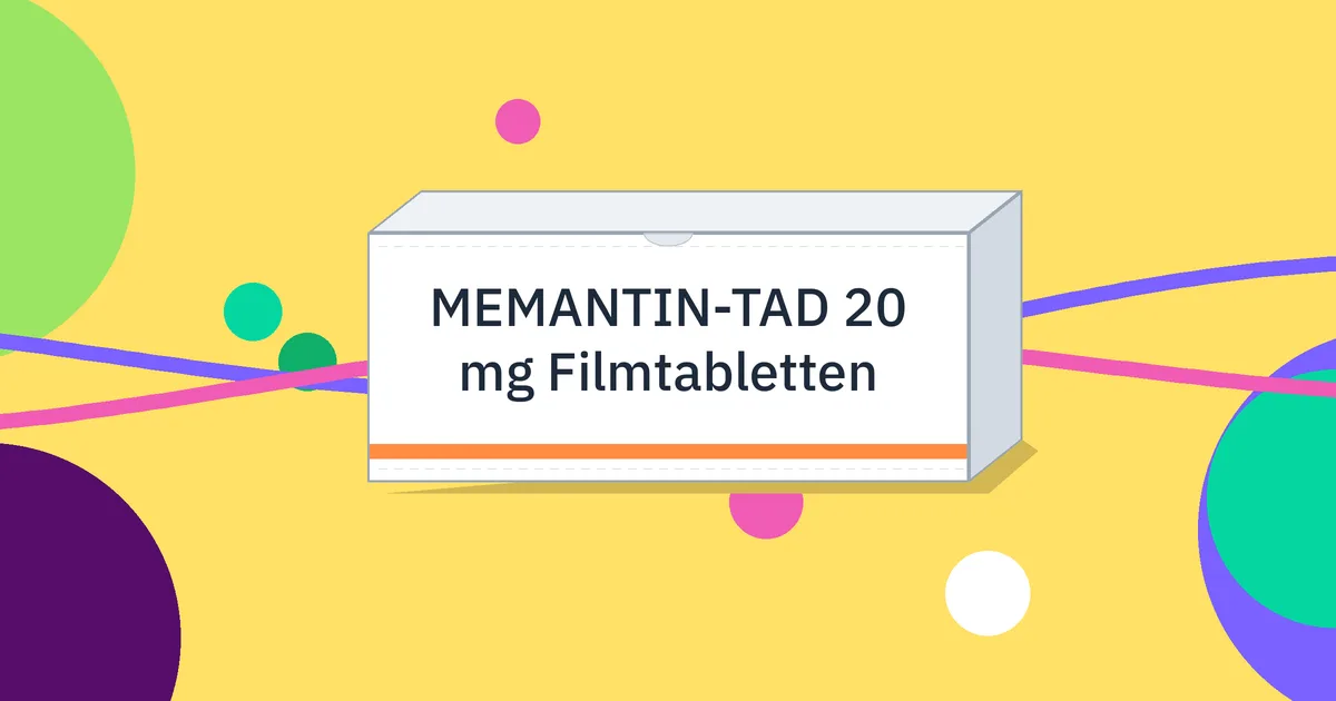 Symbolbild: Packung mit der Aufschrift MEMANTIN-TAD 20 mg Filmtabletten (PZN 18739757) – Verfügbarkeit und Bezug in Apotheken in Frankfurt am Main
