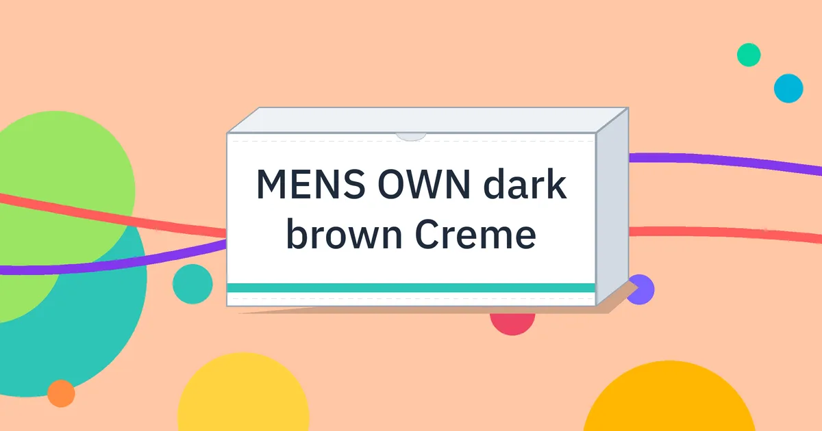 Symbolbild: Packung mit der Aufschrift MENS OWN dark brown Creme (PZN 00022444) – Verfügbarkeit und Bezug in Apotheken in Frankfurt am Main