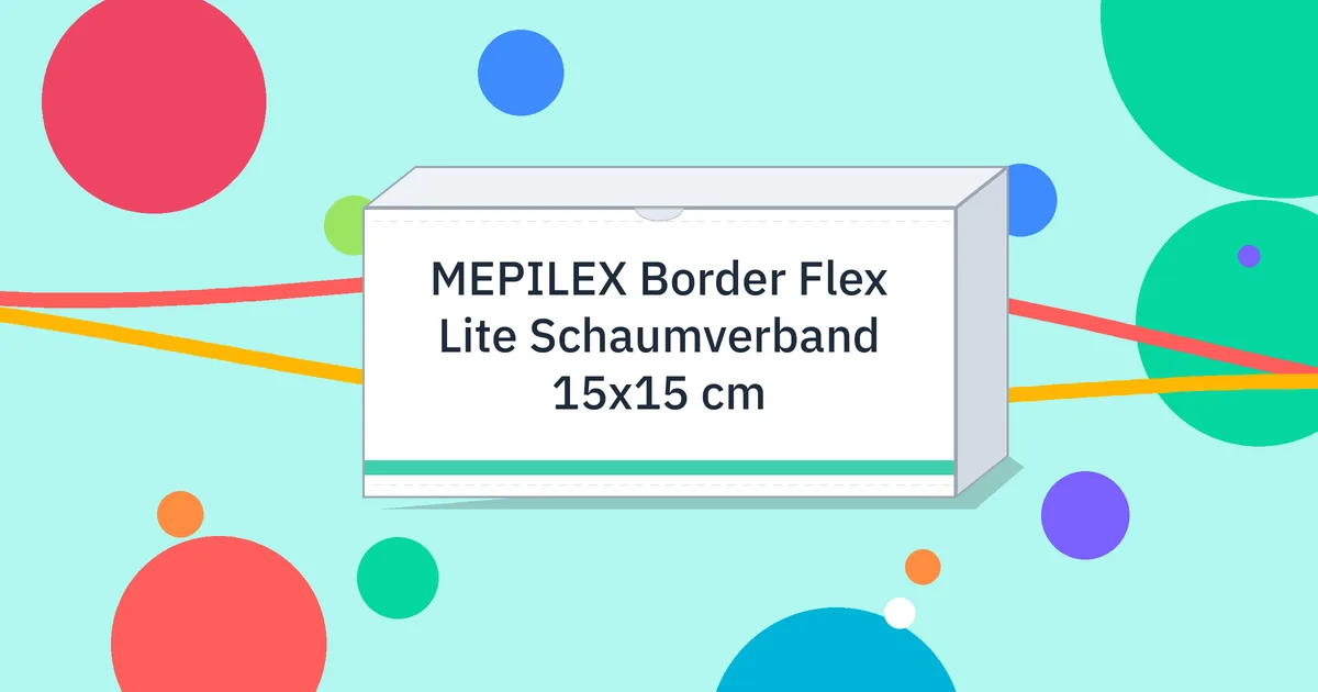 Symbolbild: Packung mit der Aufschrift MEPILEX Border Flex Lite Schaumverband 15x15 cm (PZN 18719157) – Verfügbarkeit und Bezug in Apotheken in Frankfurt am Main