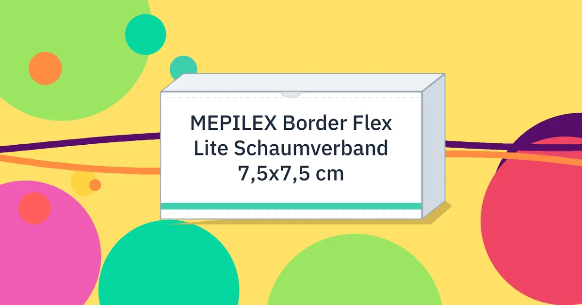 Symbolbild: Packung mit der Aufschrift MEPILEX Border Flex Lite Schaumverband 7,5x7,5 cm (PZN 18718732) – Verfügbarkeit und Bezug in Apotheken in Frankfurt am Main