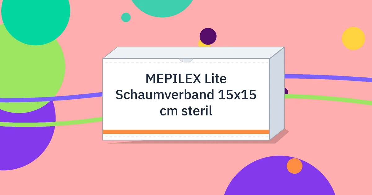 Symbolbild: Packung mit der Aufschrift MEPILEX Lite Schaumverband 15x15 cm steril (PZN 15397701) – Verfügbarkeit und Bezug in Apotheken in Frankfurt am Main
