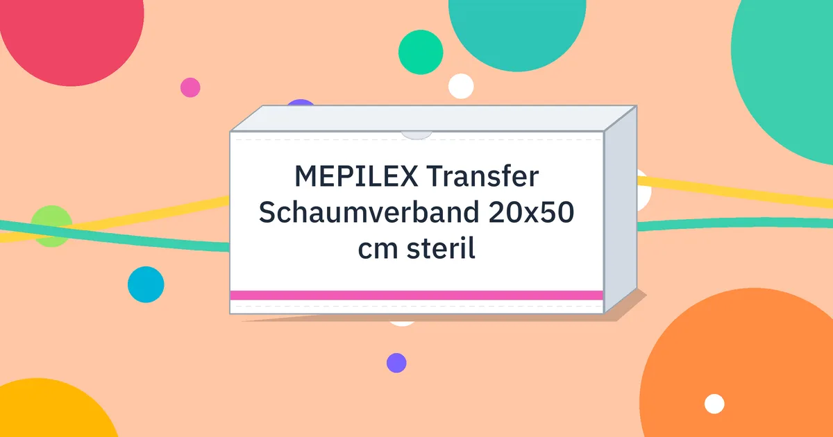 Symbolbild: Packung mit der Aufschrift MEPILEX Transfer Schaumverband 20x50 cm steril (PZN 11690640) – Verfügbarkeit und Bezug in Apotheken in Frankfurt am Main