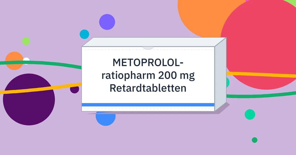 Symbolbild: Packung mit der Aufschrift METOPROLOL-ratiopharm 200 mg Retardtabletten (PZN 04875190) – Verfügbarkeit und Bezug in Apotheken in Frankfurt am Main
