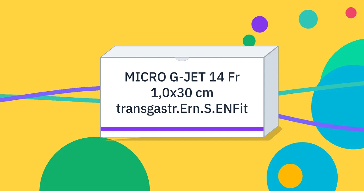 Symbolbild: Packung mit der Aufschrift MICRO G-JET 14 Fr 1,0x30 cm transgastr.Ern.S.ENFit (PZN 17818101) – Verfügbarkeit und Bezug in Apotheken in Frankfurt am Main