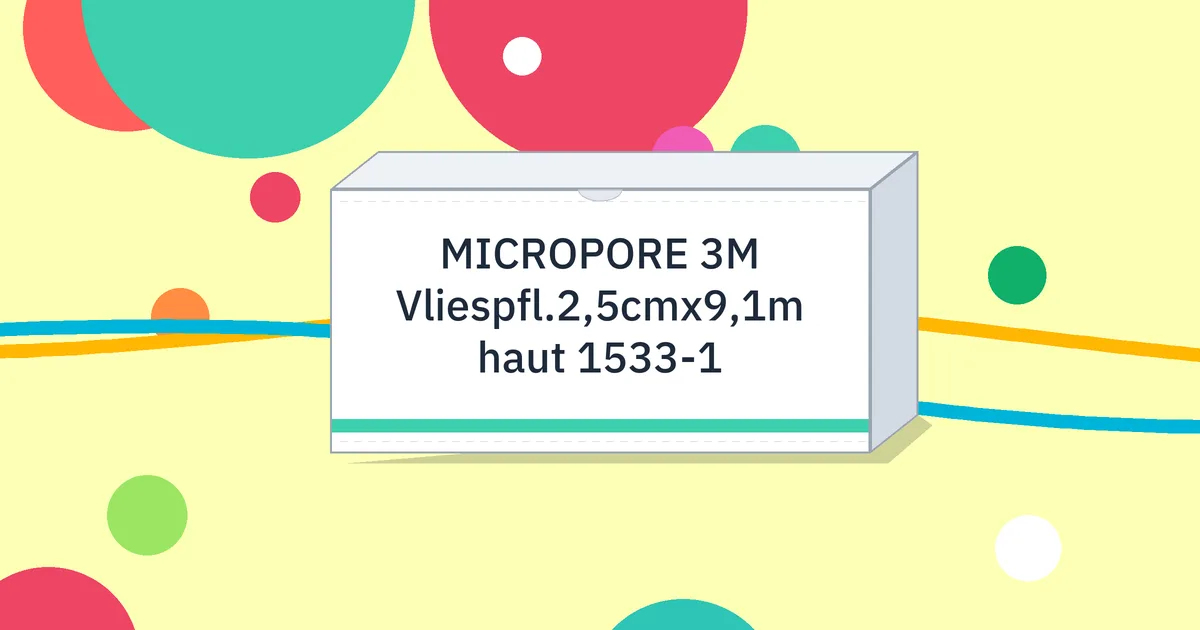 Symbolbild: Packung mit der Aufschrift MICROPORE 3M Vliespfl.2,5cmx9,1m haut 1533-1 (PZN 15591550) – Verfügbarkeit und Bezug in Apotheken in Frankfurt am Main