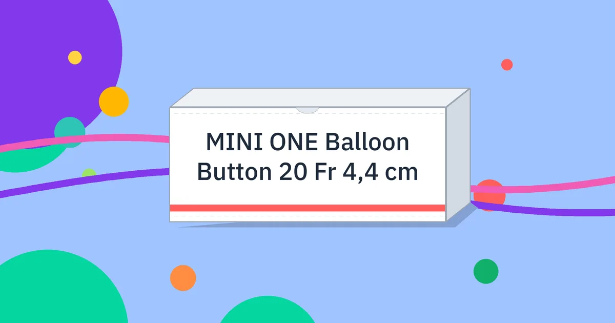 Symbolbild: Packung mit der Aufschrift MINI ONE Balloon Button 20 Fr 4,4 cm (PZN 14342477) – Verfügbarkeit und Bezug in Apotheken in Frankfurt am Main