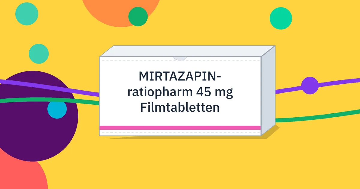 Symbolbild: Packung mit der Aufschrift MIRTAZAPIN-ratiopharm 45 mg Filmtabletten (PZN 03120495) – Verfügbarkeit und Bezug in Apotheken in Frankfurt am Main