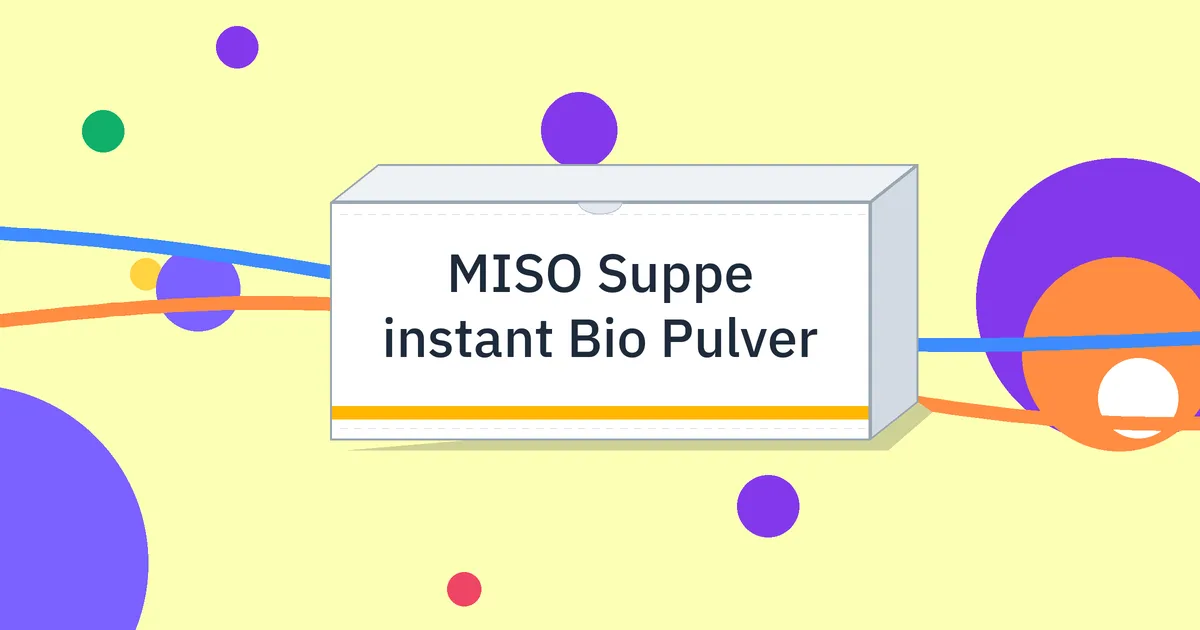 Symbolbild: Packung mit der Aufschrift MISO Suppe instant Bio Pulver (PZN 12649071) – Verfügbarkeit und Bezug in Apotheken in Frankfurt am Main