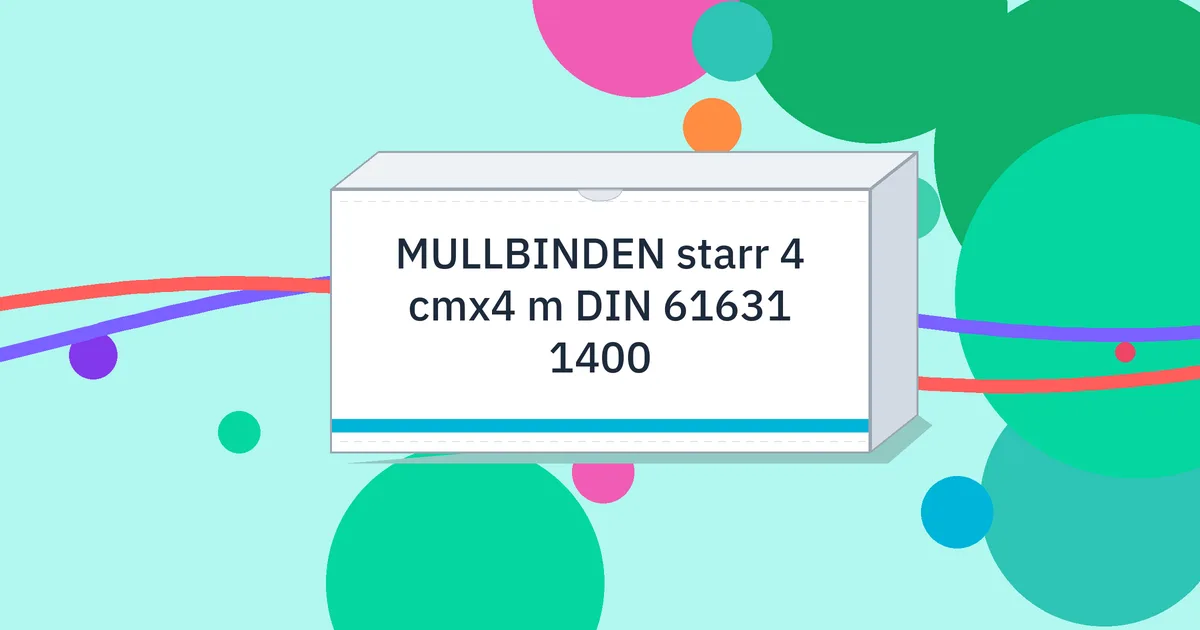 Symbolbild: Packung mit der Aufschrift MULLBINDEN starr 4 cmx4 m DIN 61631 1400 (PZN 01331029) – Verfügbarkeit und Bezug in Apotheken in Frankfurt am Main