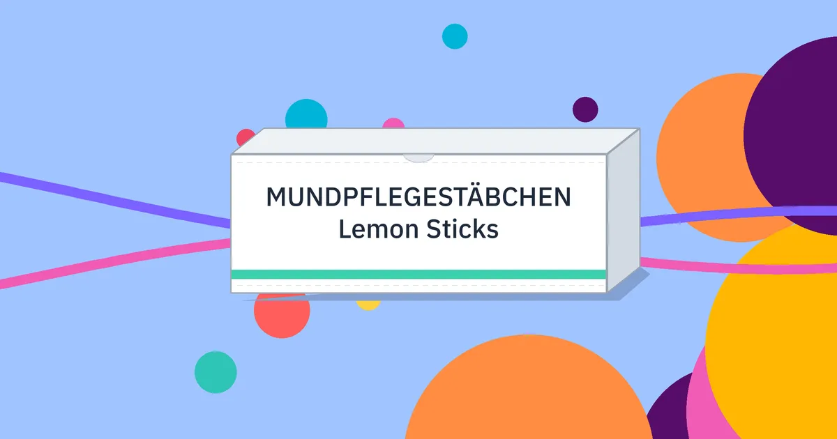 Symbolbild: Packung mit der Aufschrift MUNDPFLEGESTÄBCHEN Lemon Sticks (PZN 01040875) – Verfügbarkeit und Bezug in Apotheken in Frankfurt am Main