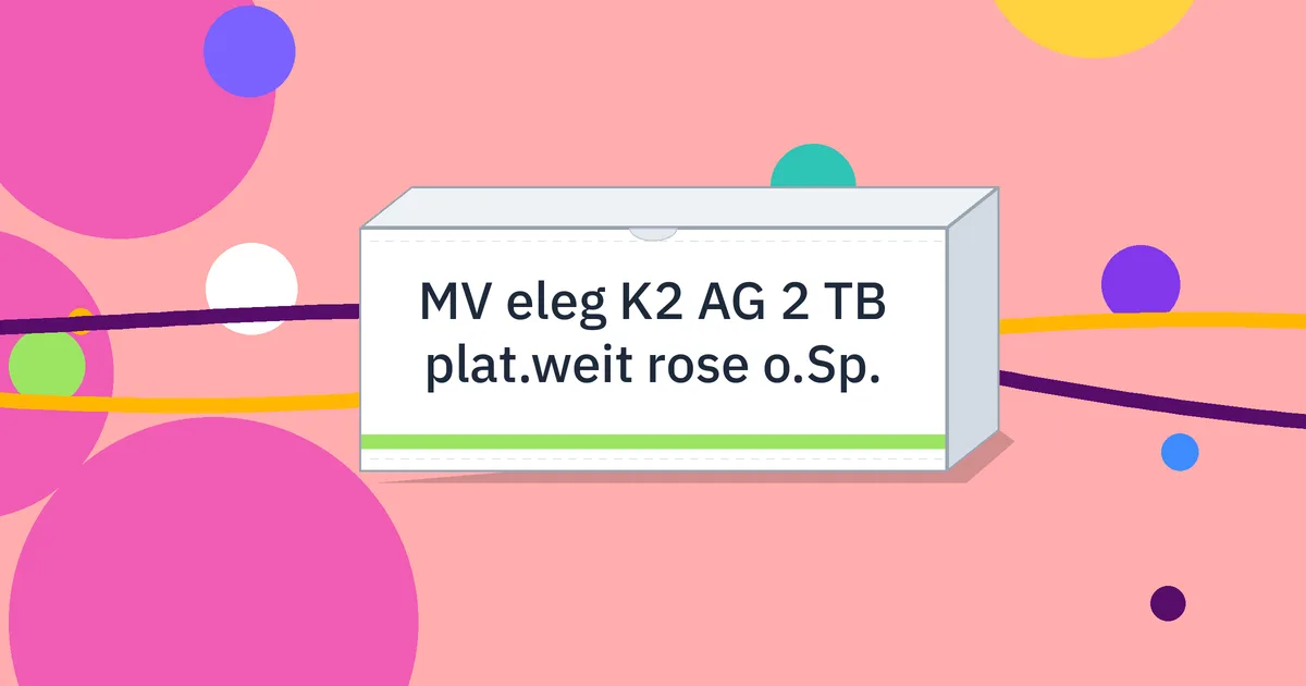 Symbolbild: Packung mit der Aufschrift MV eleg K2 AG 2 TB plat.weit rose o.Sp. (PZN 14698872) – Verfügbarkeit und Bezug in Apotheken in Frankfurt am Main