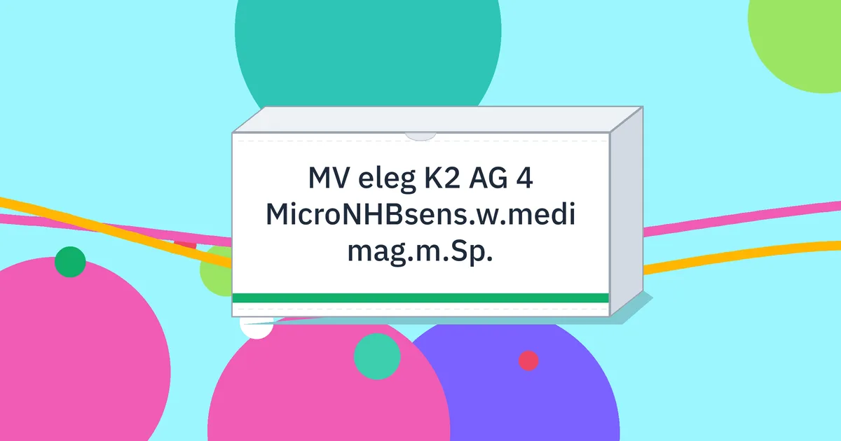 Symbolbild: Packung mit der Aufschrift MV eleg K2 AG 4 MicroNHBsens.w.medi mag.m.Sp. (PZN 15725281) – Verfügbarkeit und Bezug in Apotheken in Frankfurt am Main
