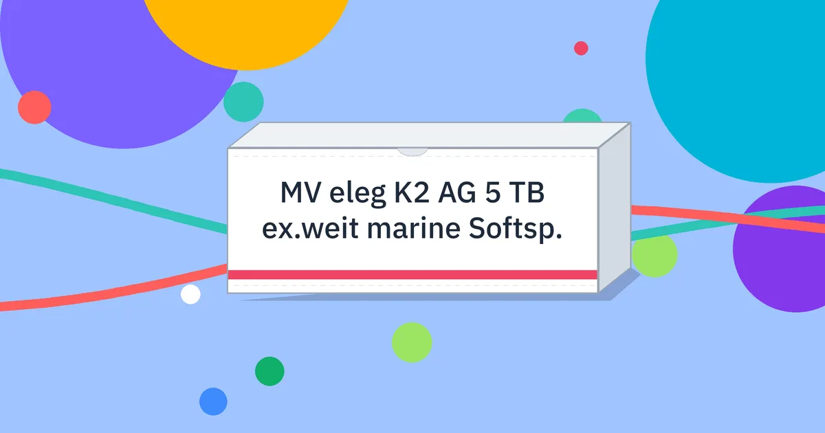 Symbolbild: Packung mit der Aufschrift MV eleg K2 AG 5 TB ex.weit marine Softsp. (PZN 14612296) – Verfügbarkeit und Bezug in Apotheken in Frankfurt am Main