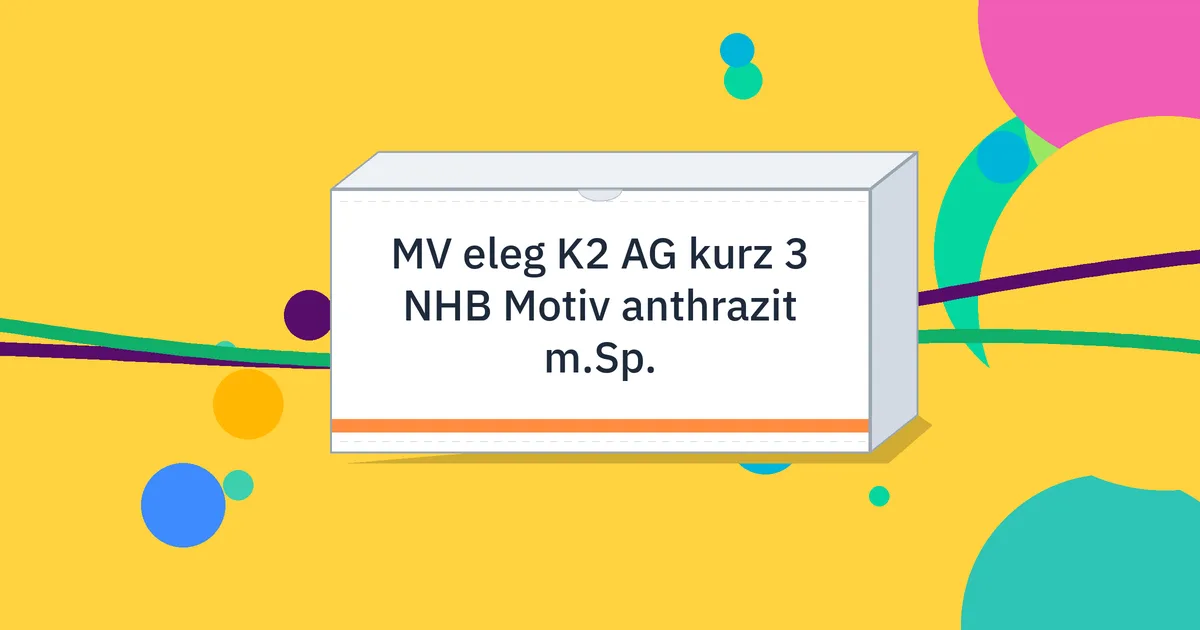 Symbolbild: Packung mit der Aufschrift MV eleg K2 AG kurz 3 NHB Motiv anthrazit m.Sp. (PZN 15707403) – Verfügbarkeit und Bezug in Apotheken in Frankfurt am Main