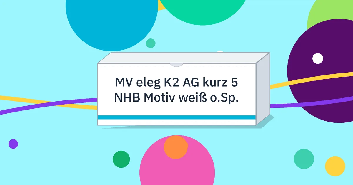 Symbolbild: Packung mit der Aufschrift MV eleg K2 AG kurz 5 NHB Motiv weiß o.Sp. (PZN 15709187) – Verfügbarkeit und Bezug in Apotheken in Frankfurt am Main