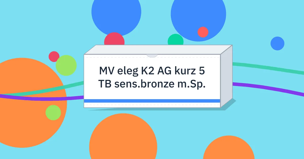 Symbolbild: Packung mit der Aufschrift MV eleg K2 AG kurz 5 TB sens.bronze m.Sp. (PZN 14716564) – Verfügbarkeit und Bezug in Apotheken in Frankfurt am Main