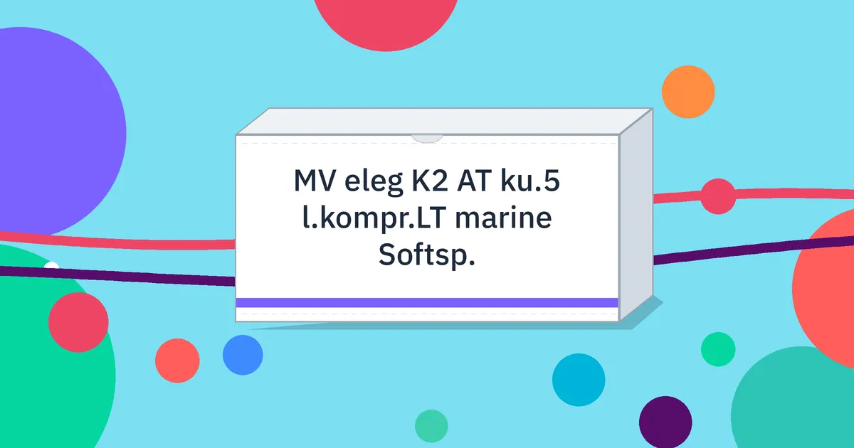 Symbolbild: Packung mit der Aufschrift MV eleg K2 AT ku.5 l.kompr.LT marine Softsp. (PZN 15287964) – Verfügbarkeit und Bezug in Apotheken in Frankfurt am Main