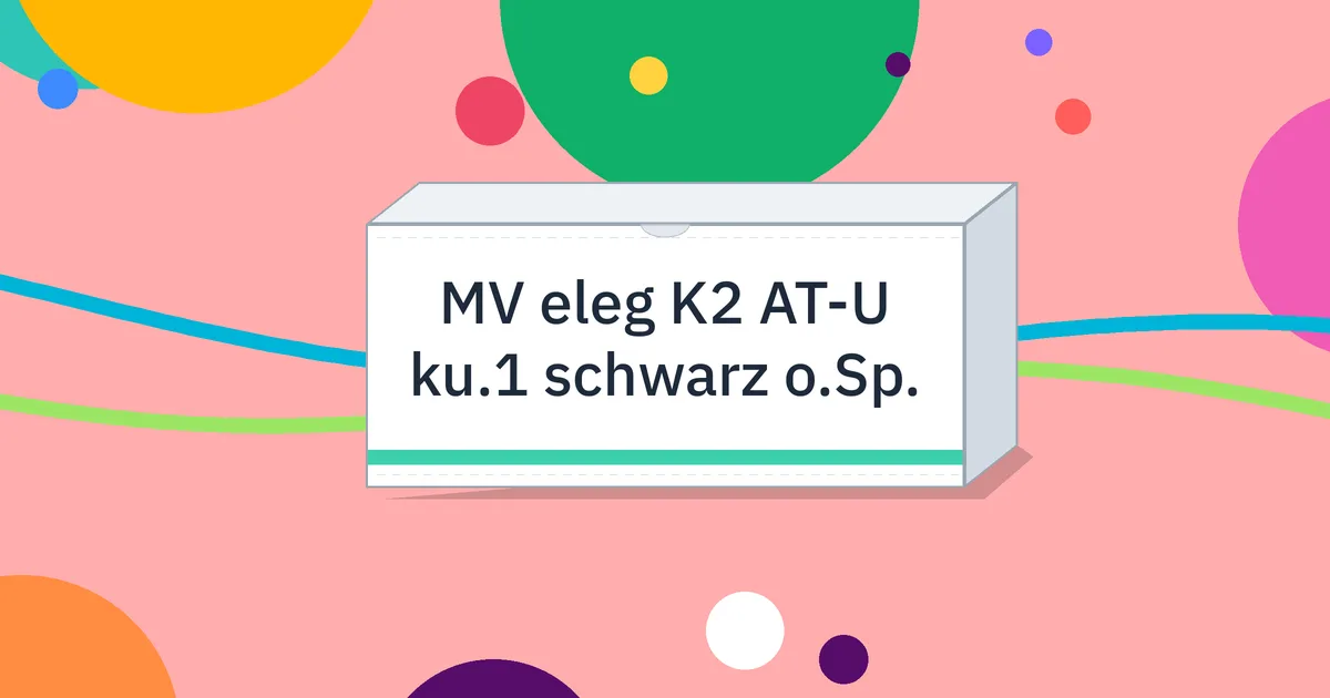 Symbolbild: Packung mit der Aufschrift MV eleg K2 AT-U ku.1 schwarz o.Sp. (PZN 00315643) – Verfügbarkeit und Bezug in Apotheken in Frankfurt am Main