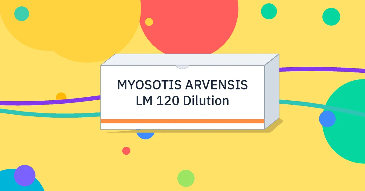 Symbolbild: Packung mit der Aufschrift MYOSOTIS ARVENSIS LM 120 Dilution (PZN 13612420) – Verfügbarkeit und Bezug in Apotheken in Frankfurt am Main