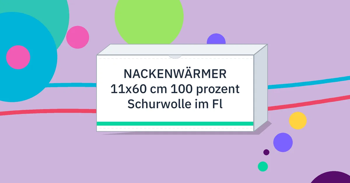Symbolbild: Packung mit der Aufschrift NACKENWÄRMER 11x60 cm 100 prozent Schurwolle im Fl (PZN 08598310) – Verfügbarkeit und Bezug in Apotheken in Frankfurt am Main