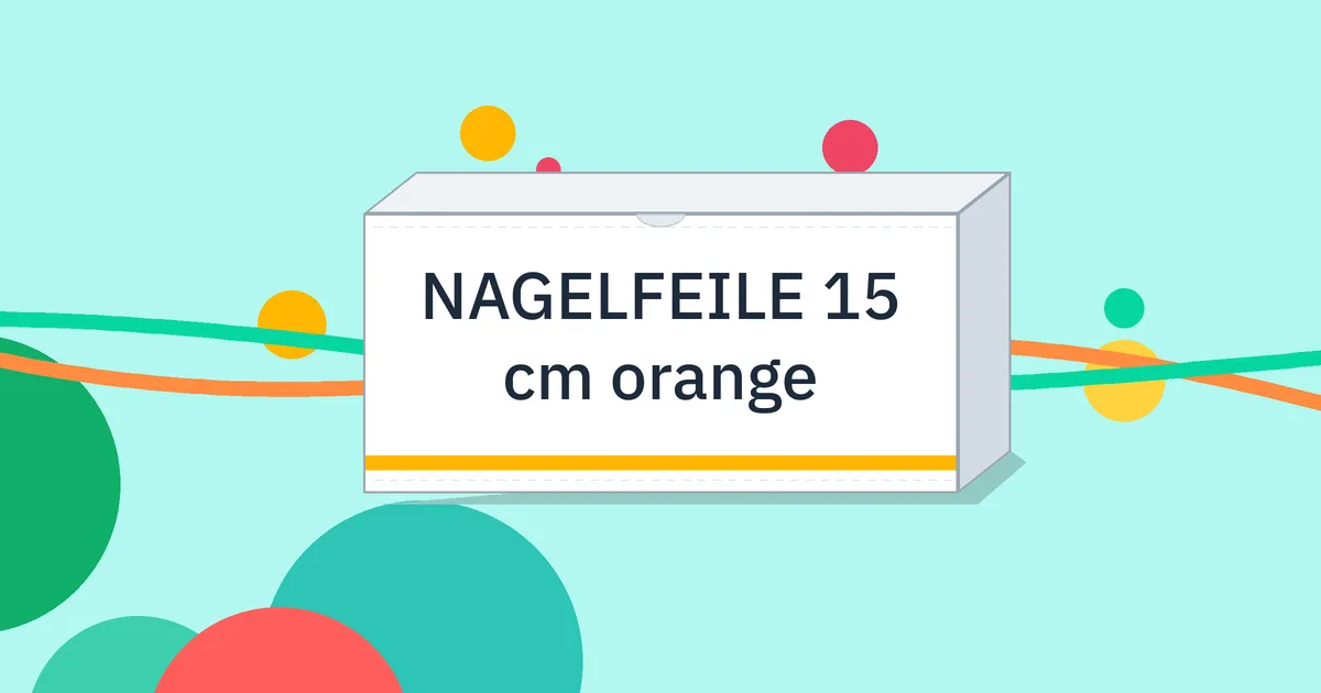 Symbolbild: Packung mit der Aufschrift NAGELFEILE 15 cm orange (PZN 01516266) – Verfügbarkeit und Bezug in Apotheken in Frankfurt am Main