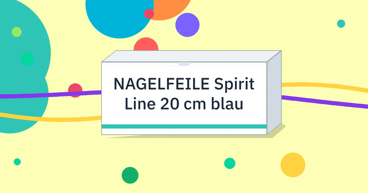 Symbolbild: Packung mit der Aufschrift NAGELFEILE Spirit Line 20 cm blau (PZN 01509697) – Verfügbarkeit und Bezug in Apotheken in Frankfurt am Main