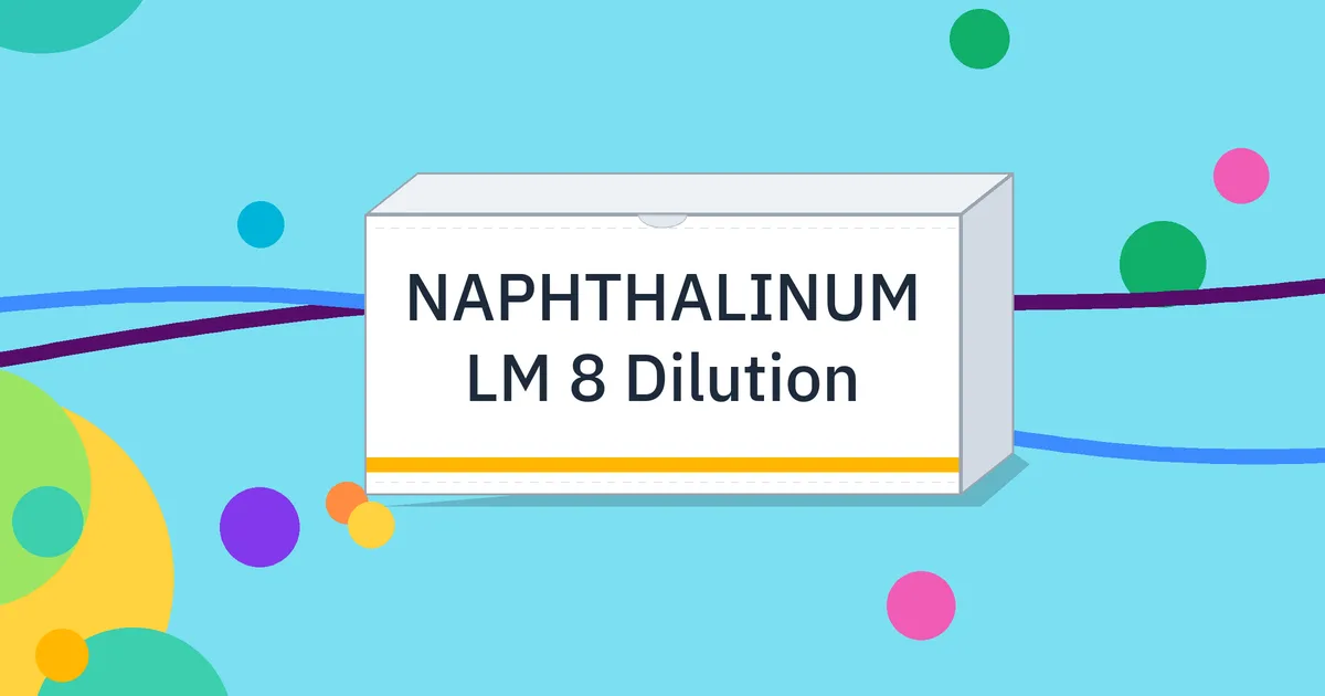 Symbolbild: Packung mit der Aufschrift NAPHTHALINUM LM 8 Dilution (PZN 12958406) – Verfügbarkeit und Bezug in Apotheken in Frankfurt am Main