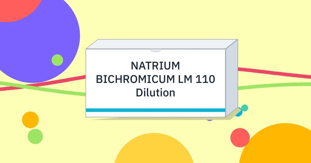 Symbolbild: Packung mit der Aufschrift NATRIUM BICHROMICUM LM 110 Dilution (PZN 12961064) – Verfügbarkeit und Bezug in Apotheken in Frankfurt am Main